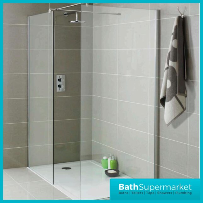 Wet Room Screen Glass Panel Screen 8mm And Support Arm 700mm 1200mm
