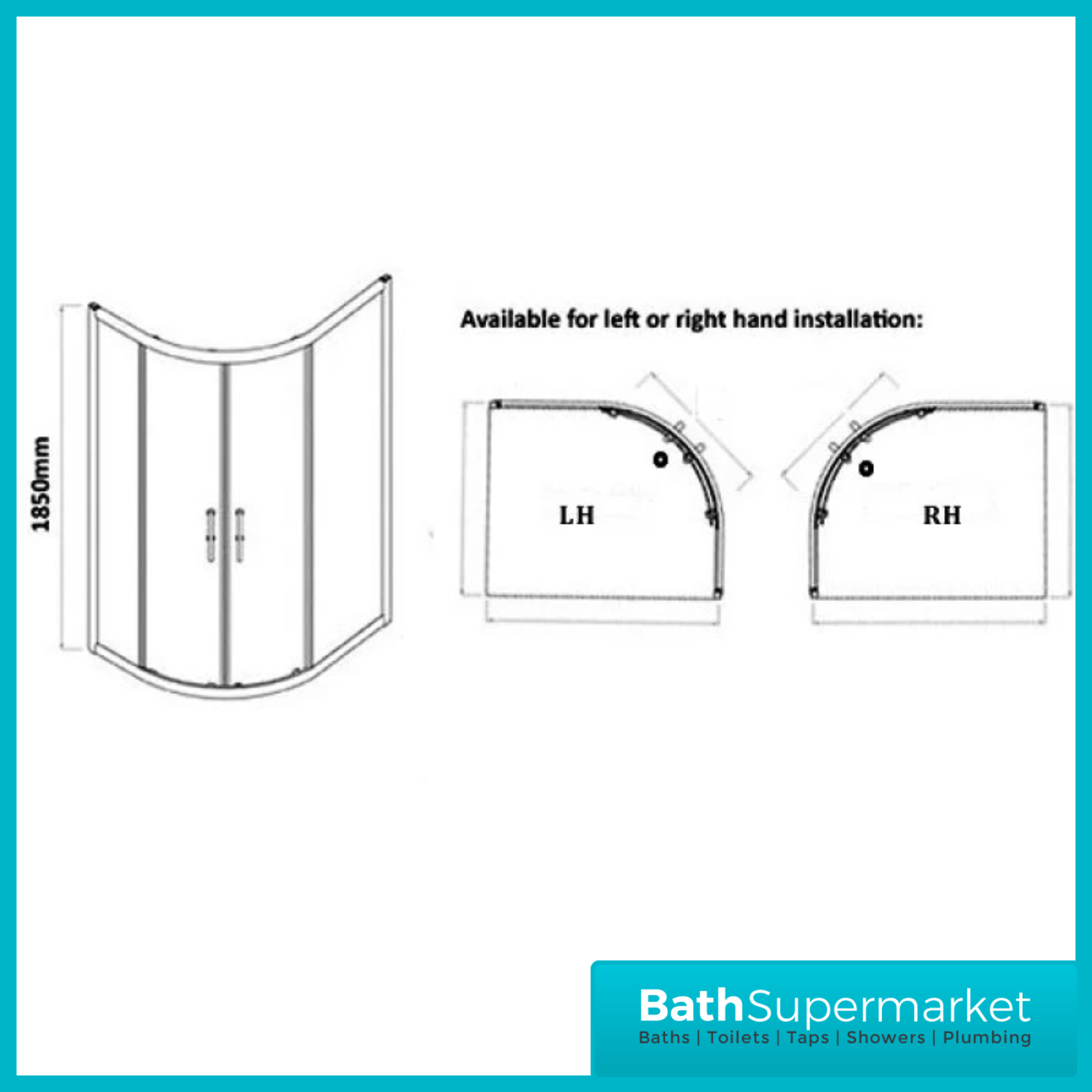 K Vit Koncept Offset Quadrant Shower Enclosure 1850mm Height Various