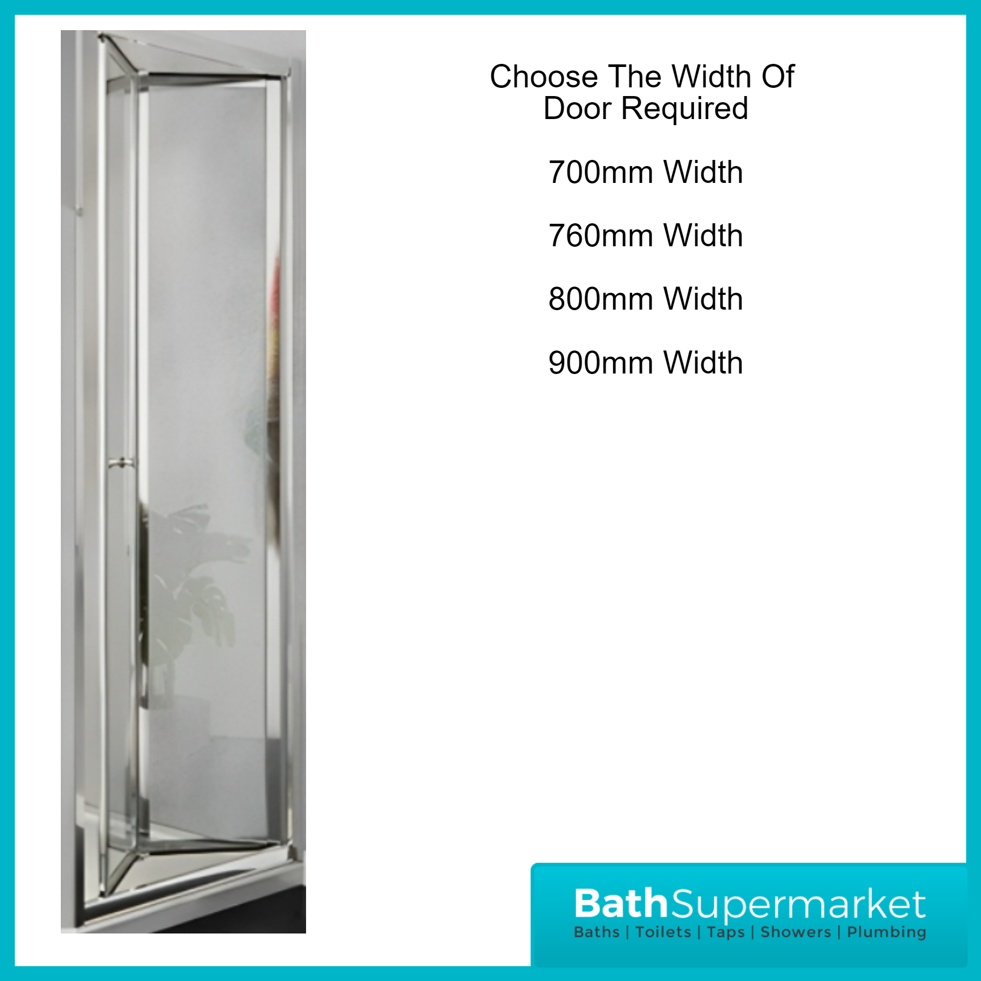 Kvit Kv6 Chrome Frame Bi Fold 4mm Glass Shower Door 700mm 900mm Wide